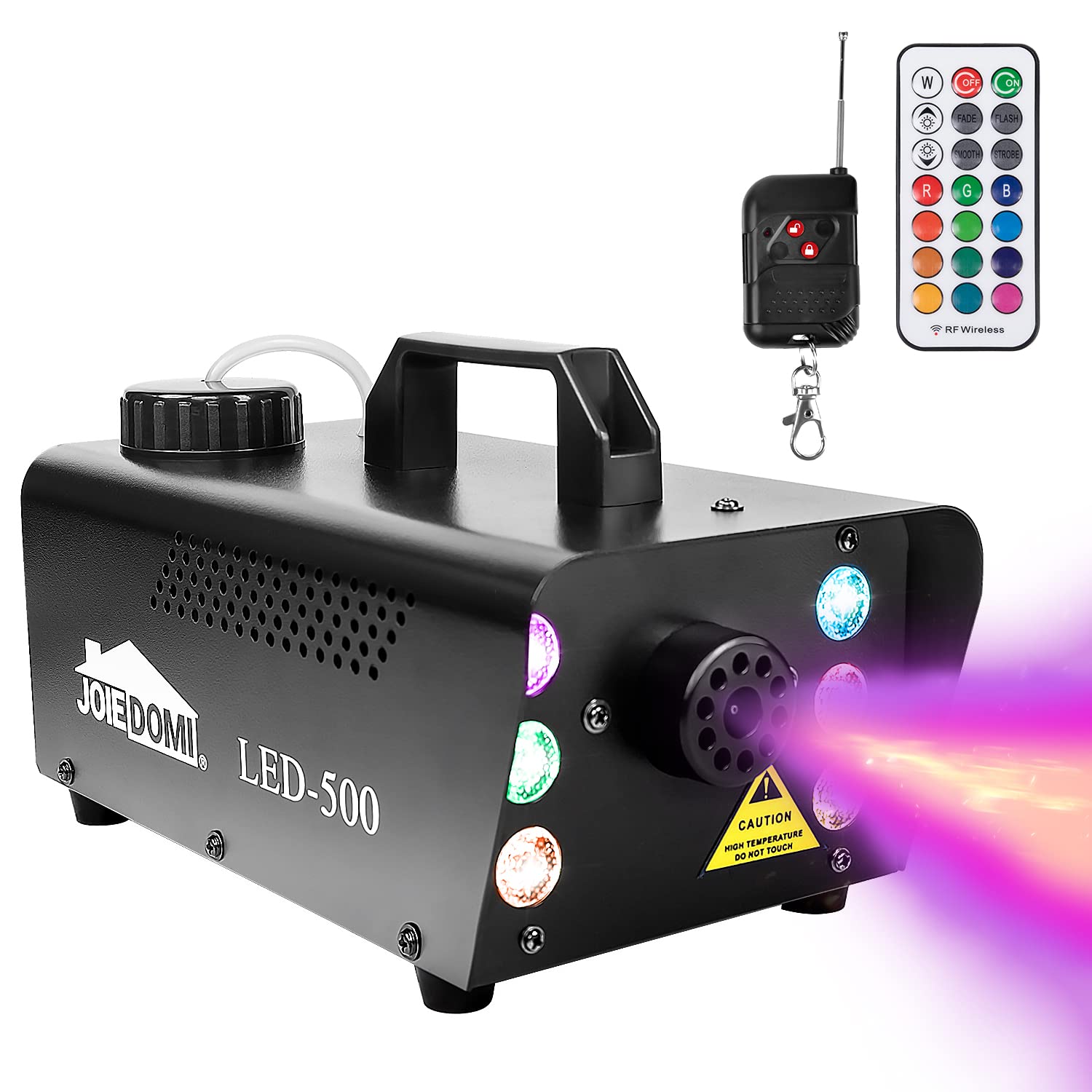 JOIEDOMI Fog Machine Smoke Machine with 13 Colors, 500W and 2000CFM ...