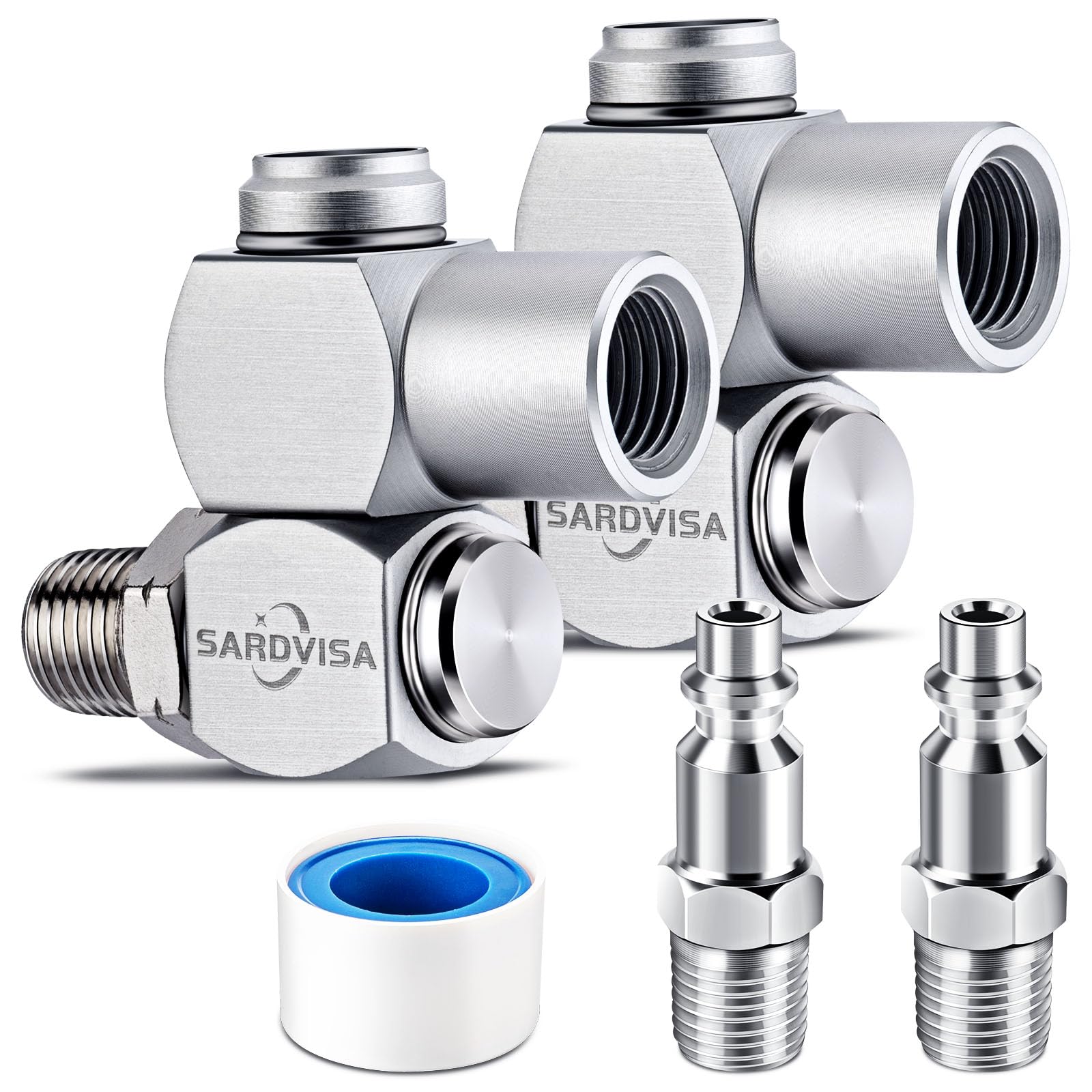 SARDVISA 2-Packs 1/4" NPT 360 Degree Swivel Air Hose Connectors ...