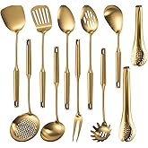 Amazon.com: 304 Stainlss Steel Matte Kitchen Utensils Set, 11 Pcs Long Metal Cooking Utensil ...