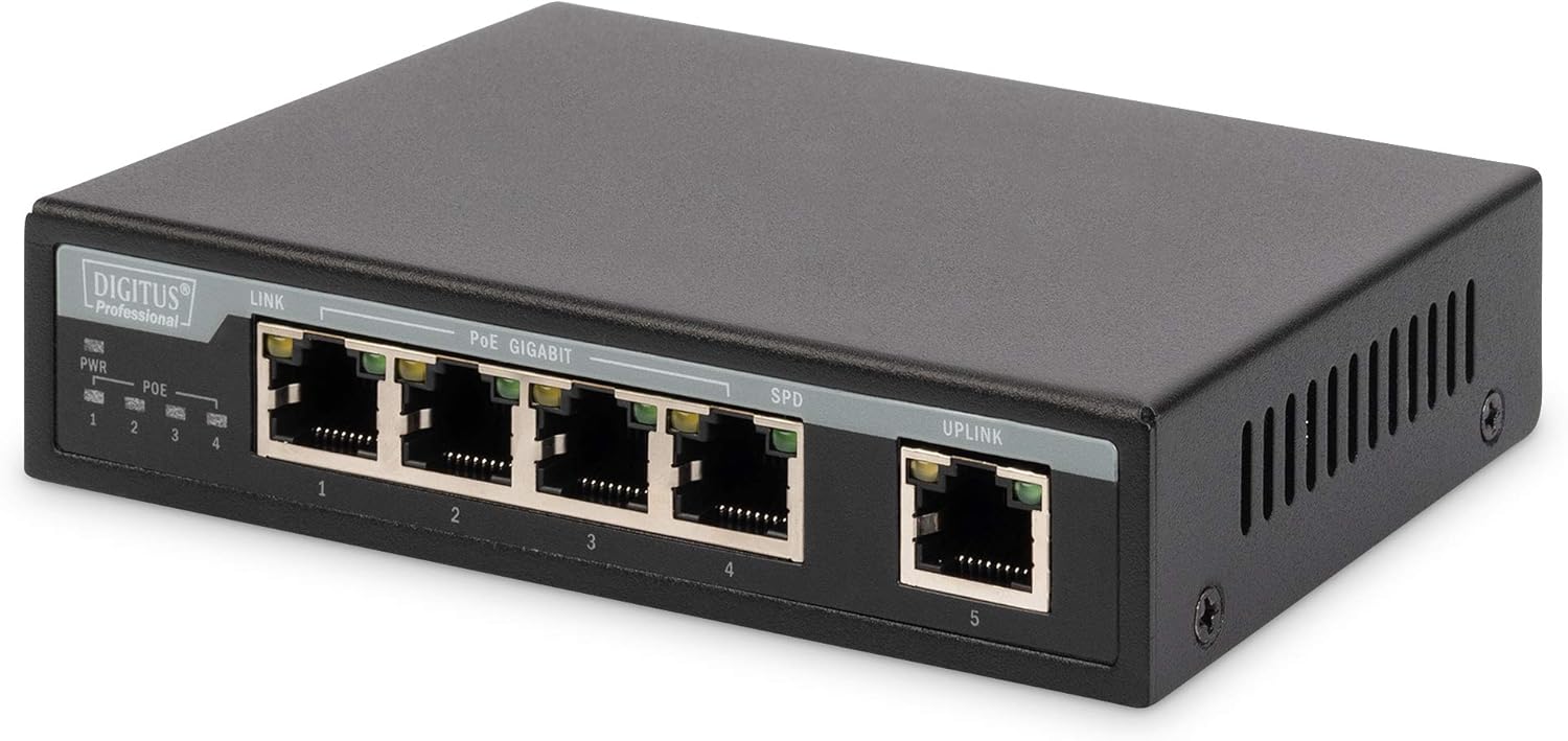 4-Port 10/100/1000 Mbps PoE Gigabit Desktop Switch + 1x Uplink – BigaMart