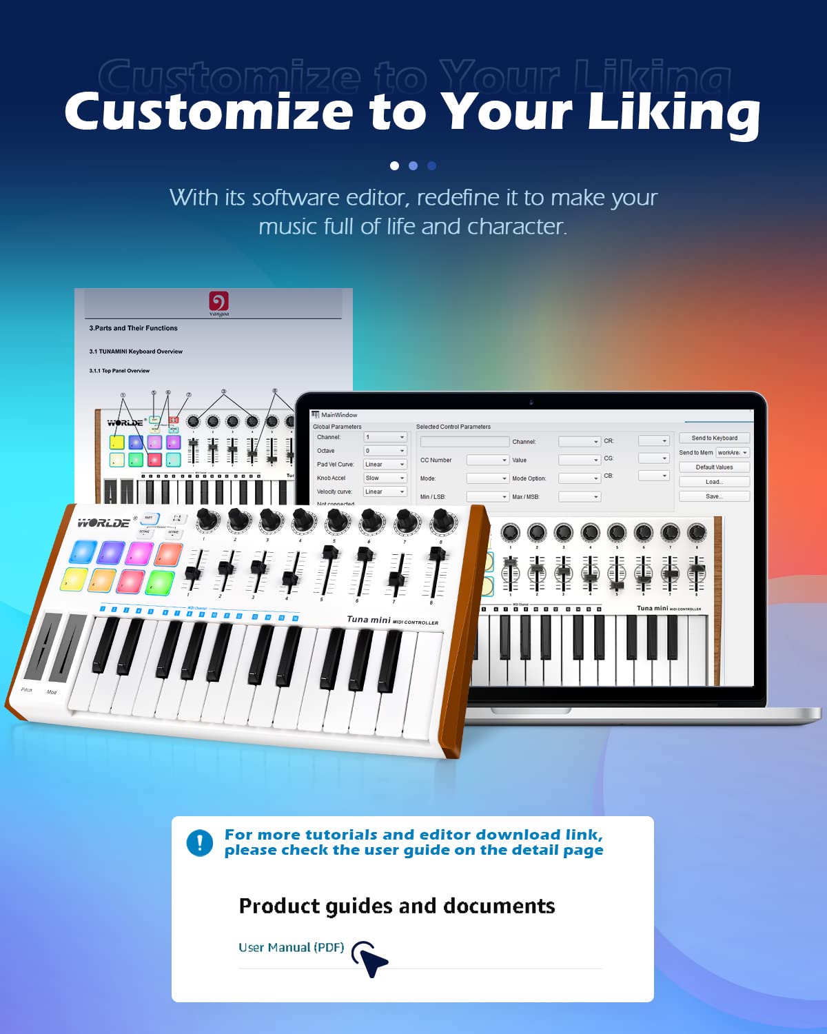 Mua Vangoa Worlde MIDI Keyboard Controller 25 Key, Worlde Tuna Mini USB ...