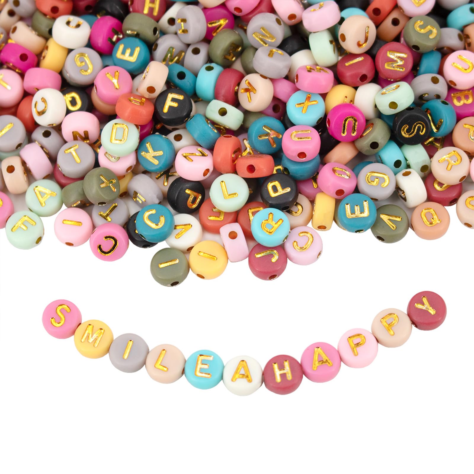 1200pcs Colorful Acrylic Letter Beads Alphabet Beads Round A-Z Letter ...