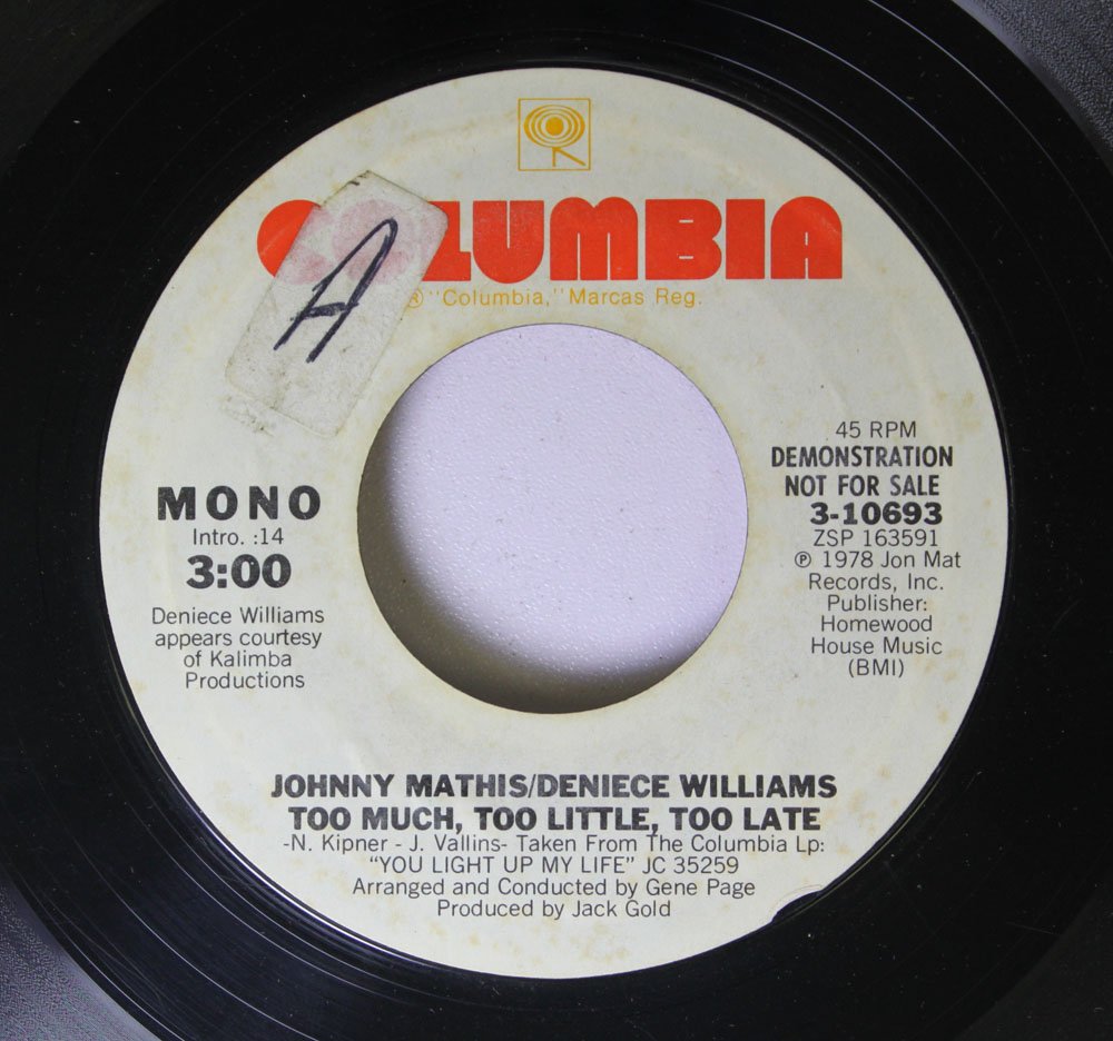 Johnny Mathis/Deniece Williams - Johnny Mathis/Deniece Williams 45 RPM ...