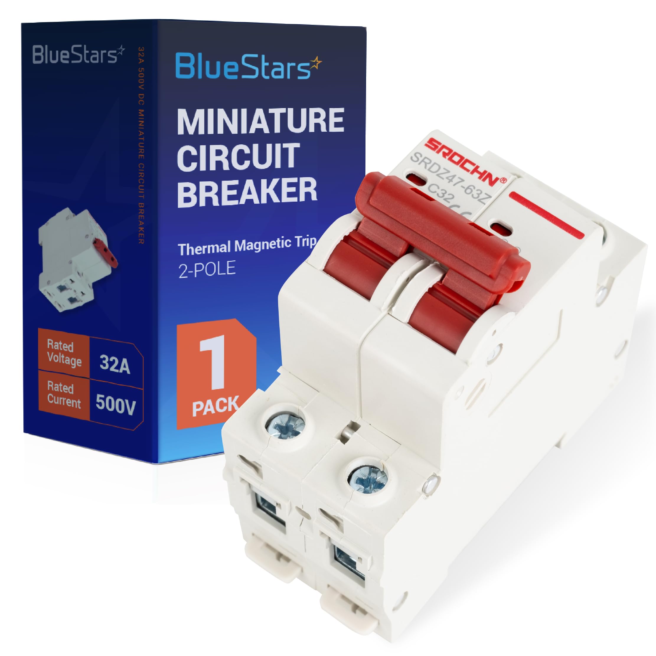 Mua BlueStars 32 Amp DC Miniature Circuit Breaker, 500V DC 2-Pole DIN Rail Mount, Double Pole ...