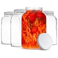 Amazon.com: kitchentoolz 1 Gallon Glass Large Mason Jar Wide Mouth with ...