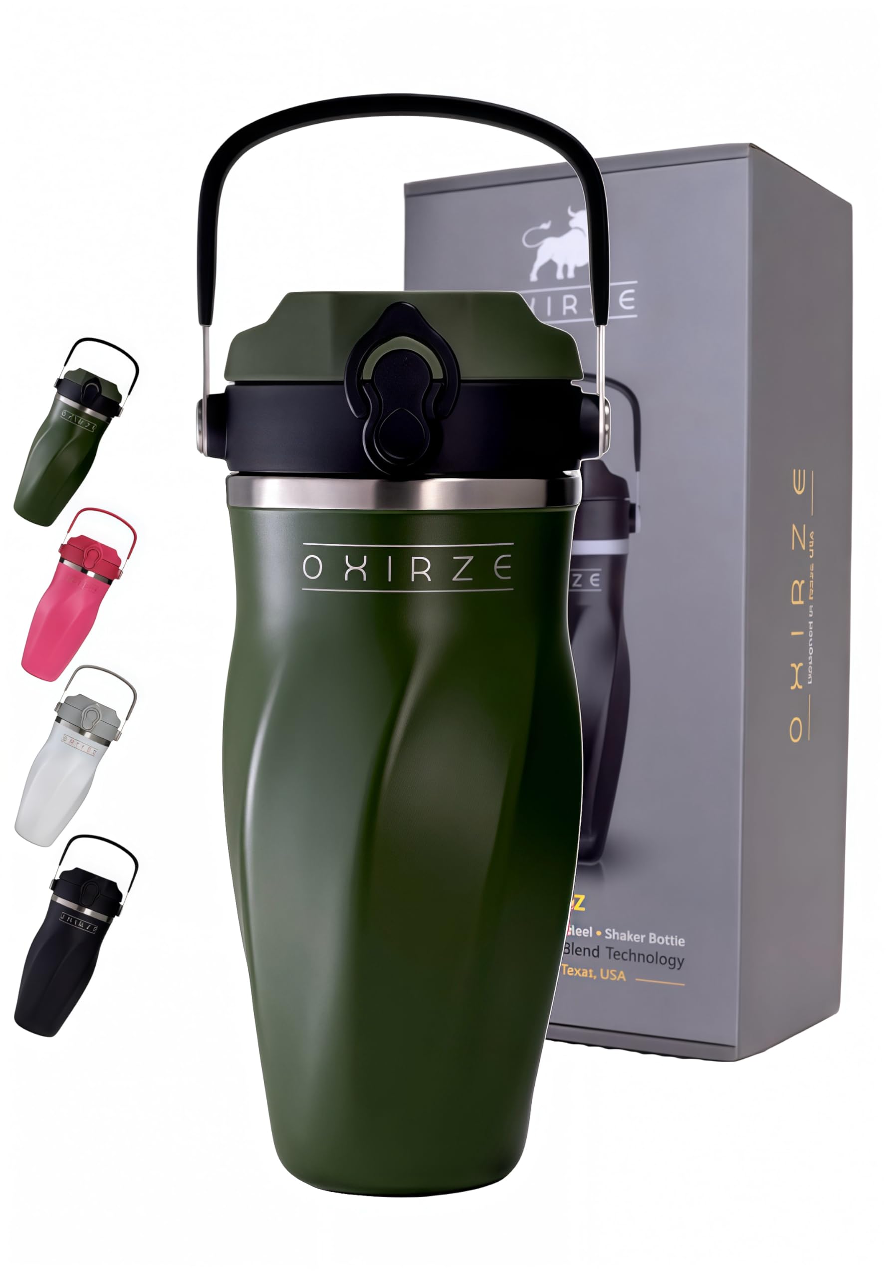 Oxirze Shaker Bottle –26oz Double Wall Stainless Steel, No Mixing Tools ...