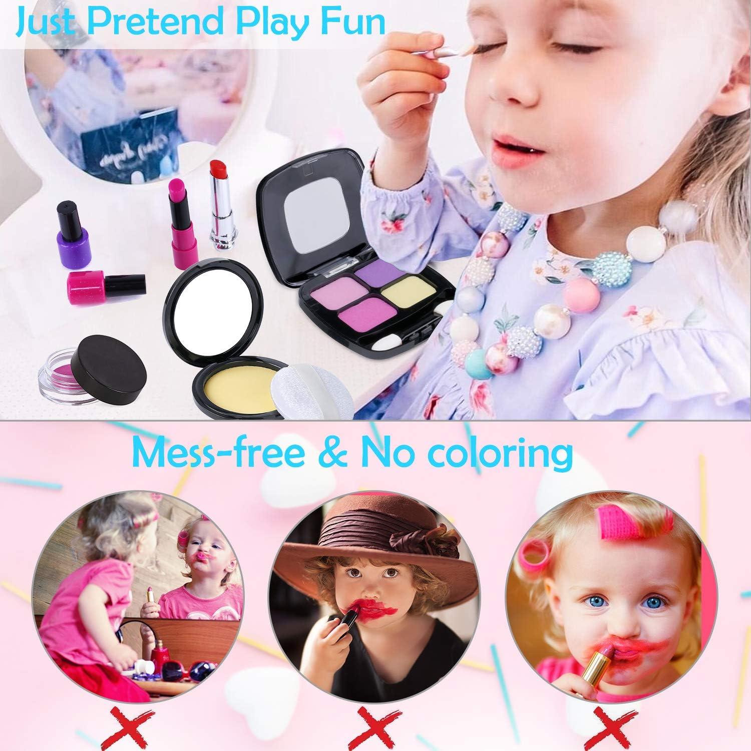 INNOCHEER Pretend Play Makeup Kit for Girls,Kids Pretend Play Makeup ...