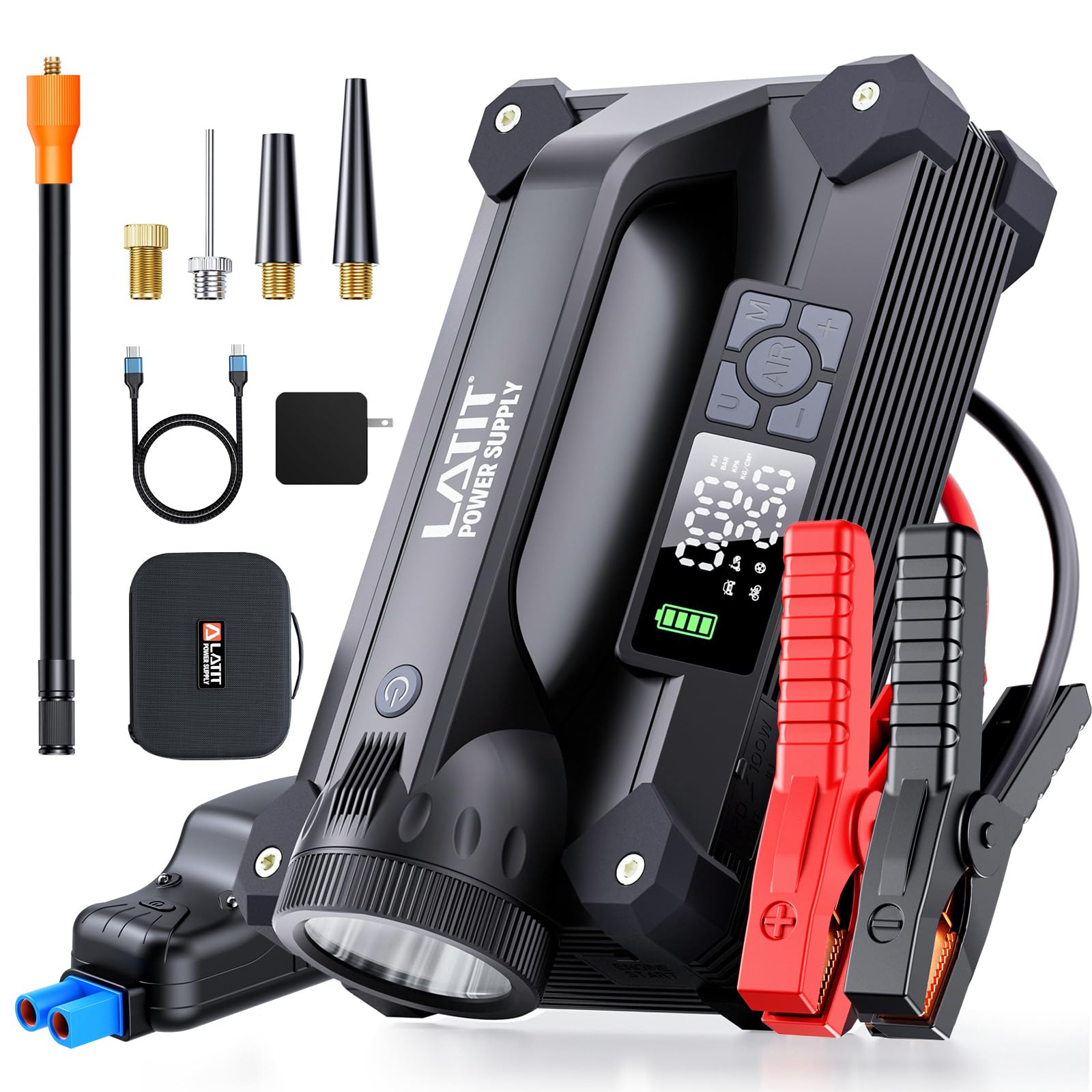 6000A Jump Starter with Air Compressor,Powerful Car Battery Jump ...