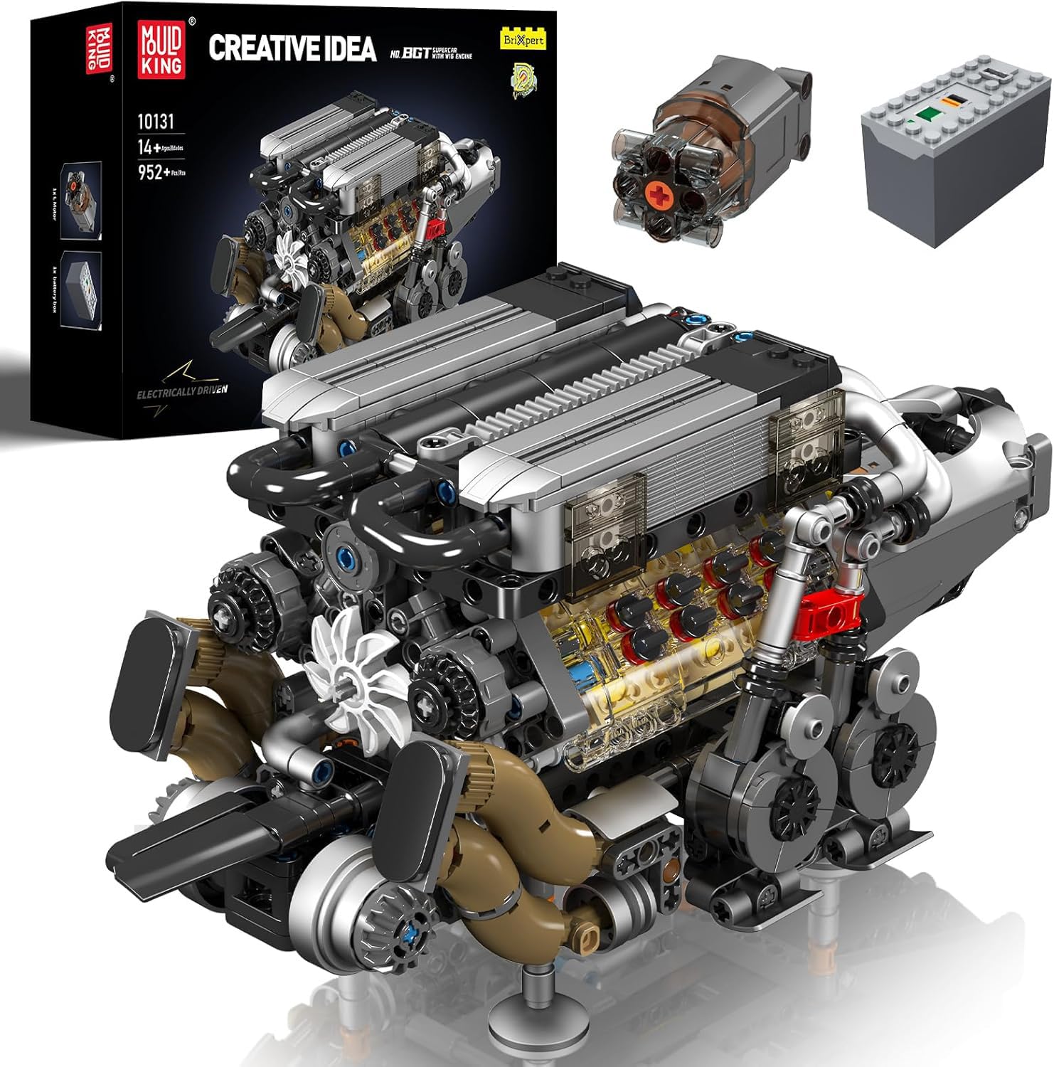 Mould King W16 Engine Building Blocks Set, Combustion Engine Model That ...