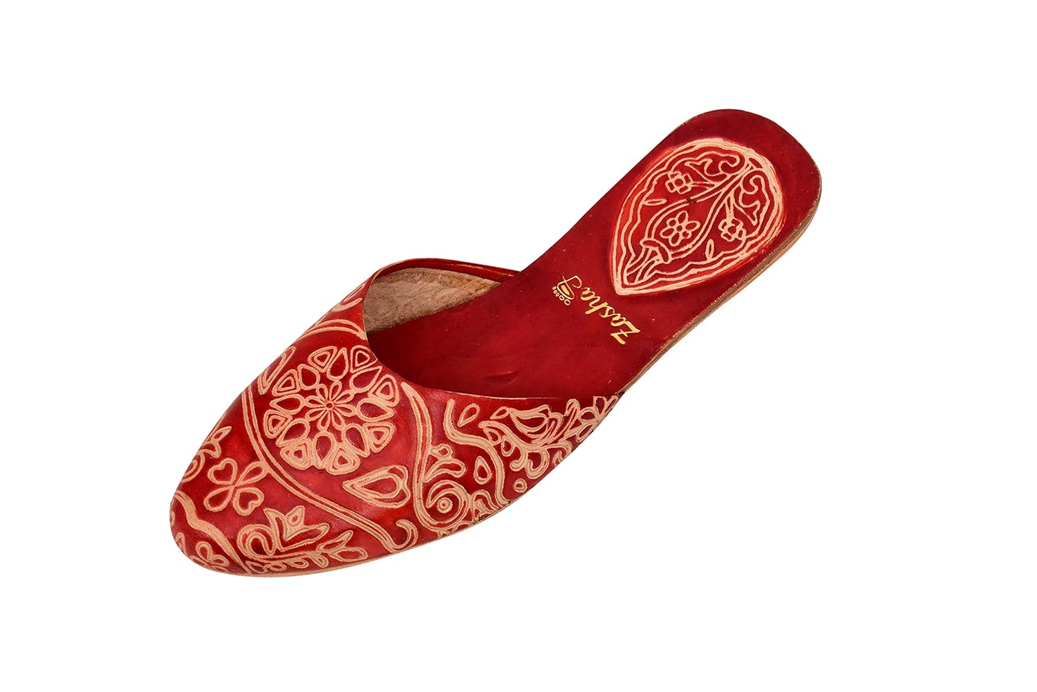 zasha Women Flat Ethnic Stylish Kolhapuri Leather Jutti red Mix Color ...