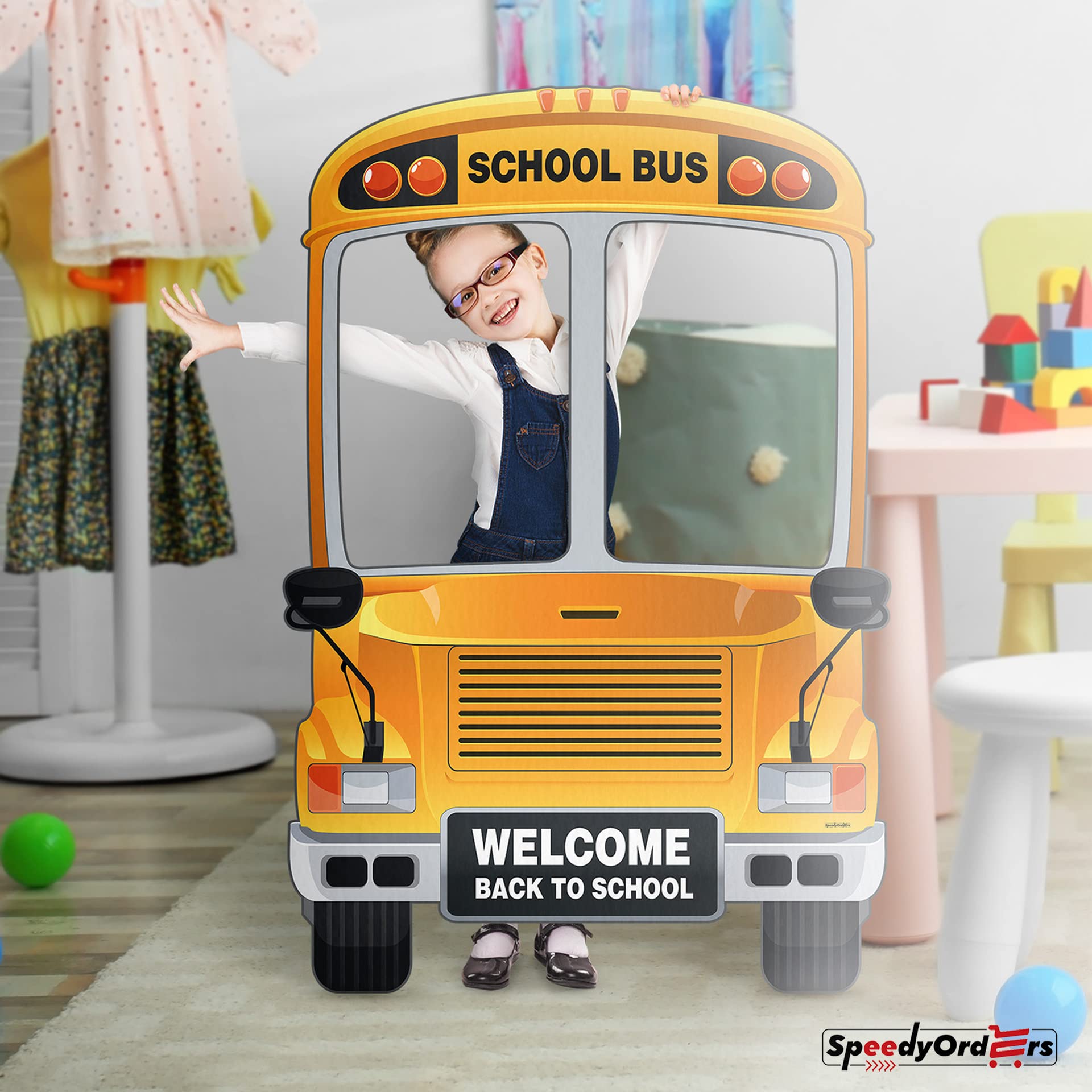Mua School Bus Photo Frame – Custom Back To School Photo Booth Selfie ...