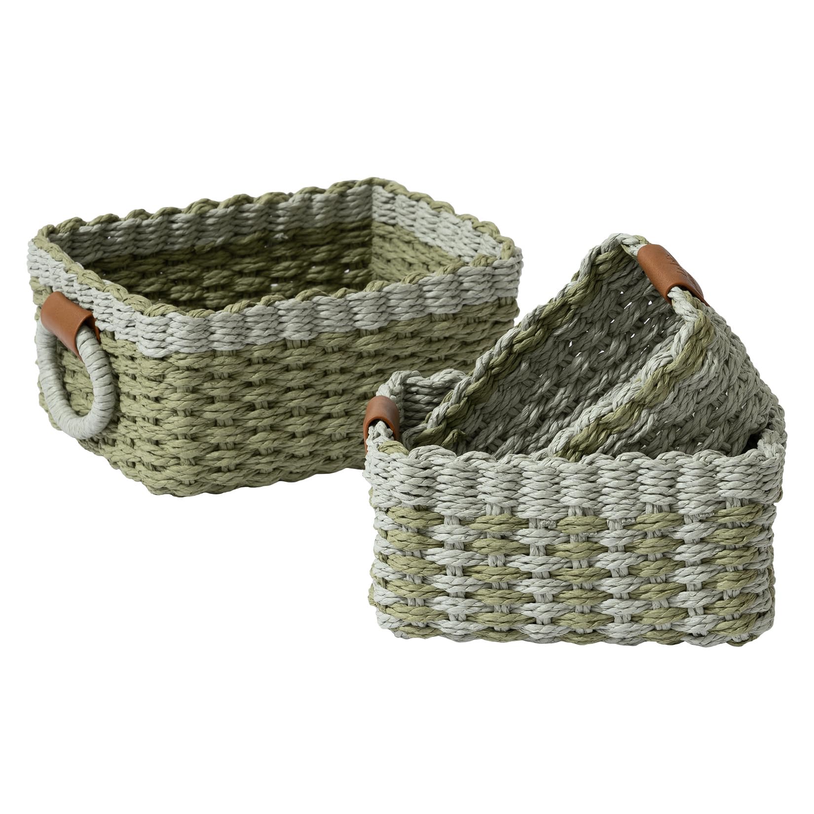 La Jolie Maison Small Sage and Light Green Wicker Baskets Set of 3 ...