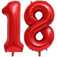 Amazon.com: Red 18 Number Balloons, 40 Inch Giant Number 18 Balloons ...