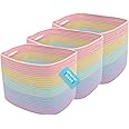 Amazon.com: OrganiHaus Set of 3 Cute Rainbow Storage Basket for Toys ...