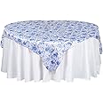 Amazon.com: Efavormart White Blue Chinoiserie Floral Print Satin Table ...