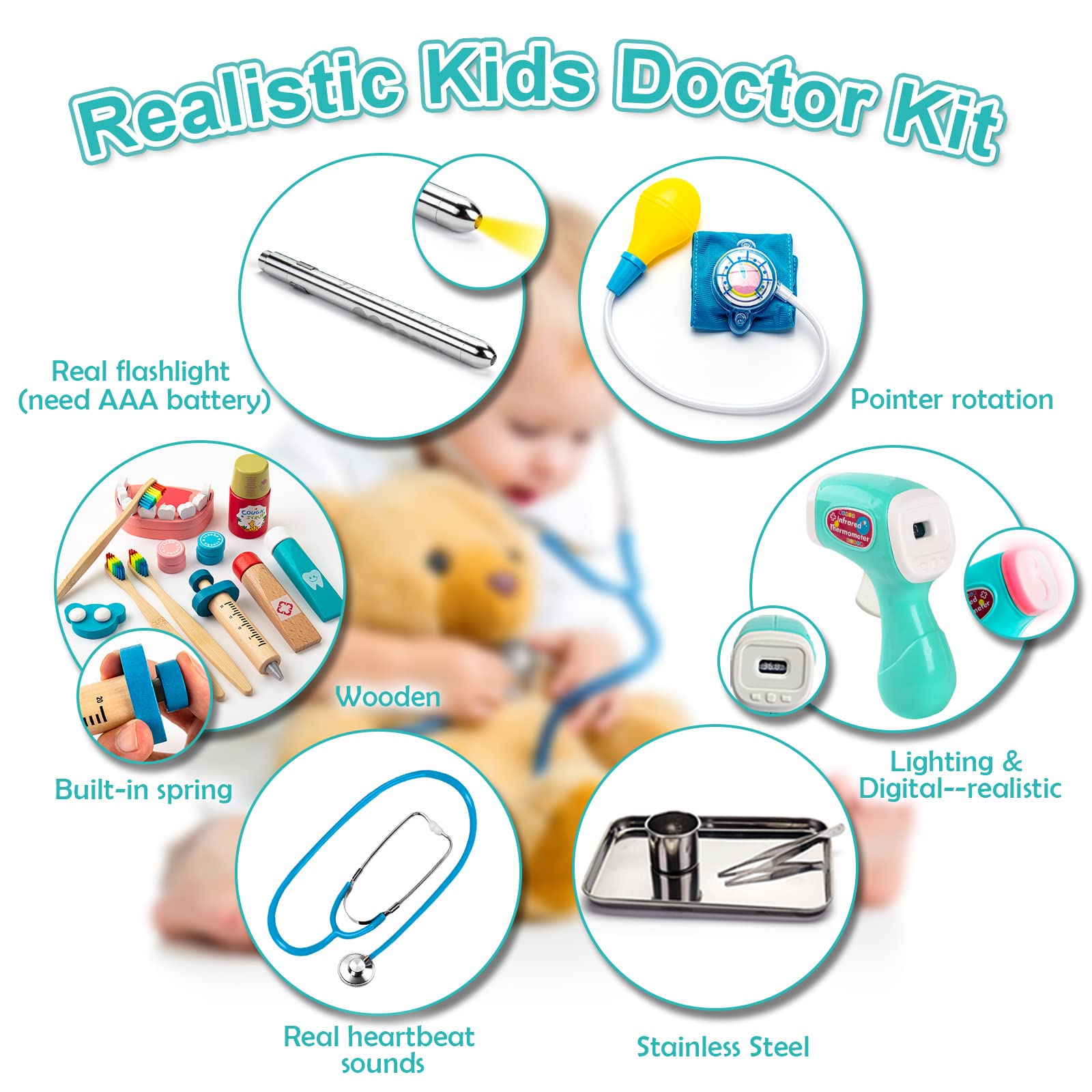 Mua Juboury Doctor Kit for Kids 34Pcs Toy Medical Kit with Stain Steel ...