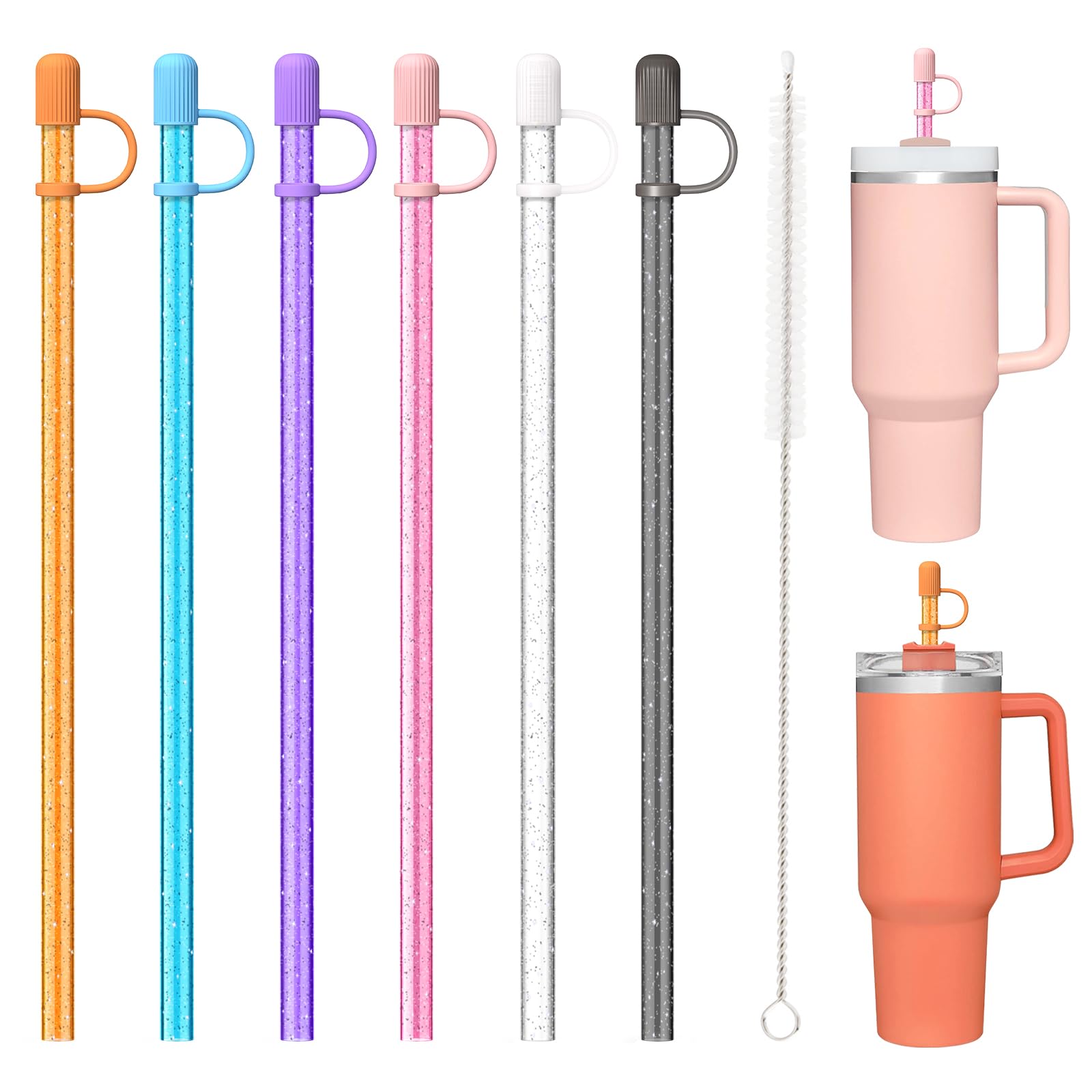 6 Color Replacement Straws with Cover Caps for Stanley Cup 40 oz 30 oz ...