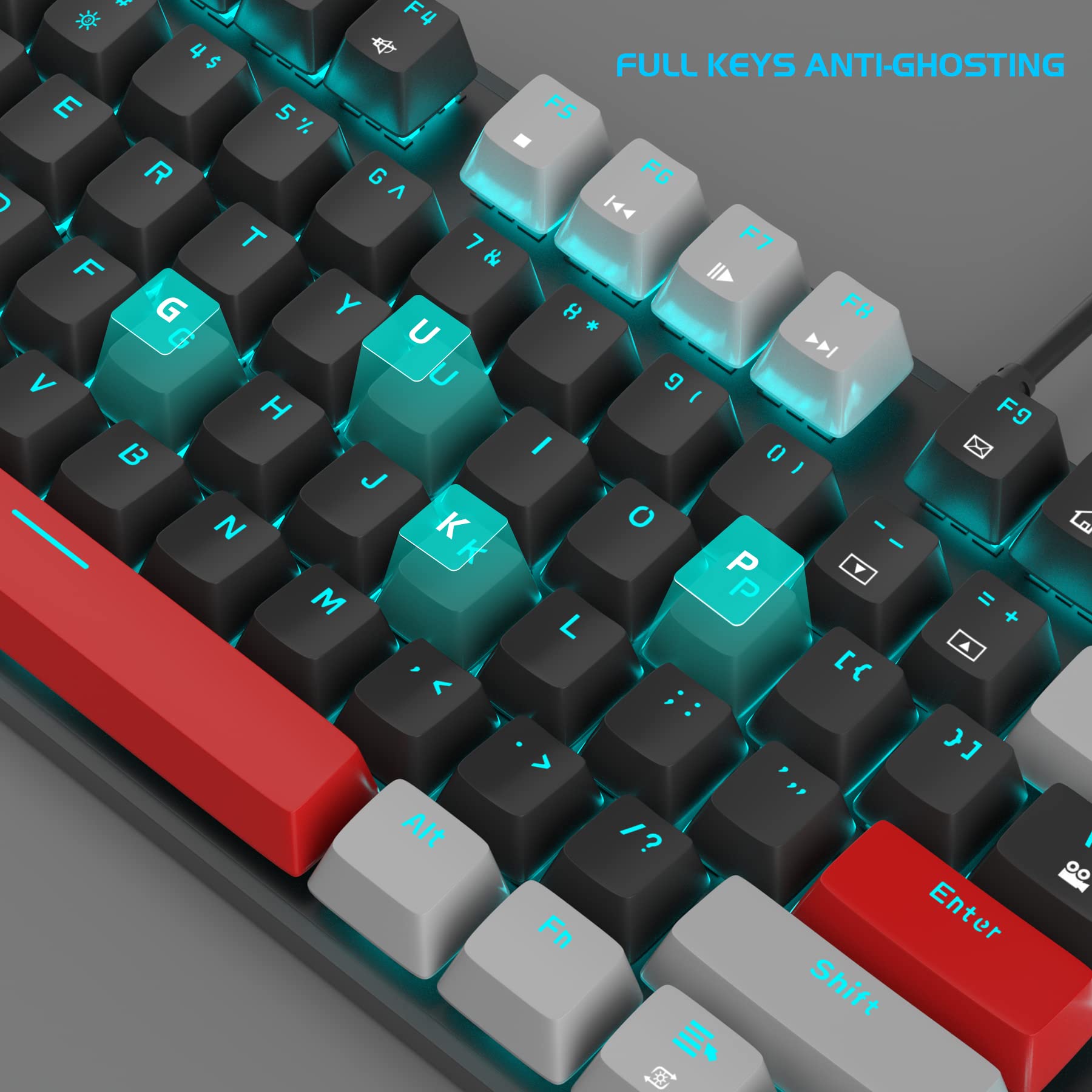 Mua Mechanical Gaming Keyboard, 104 Keys Blue Backlit Keyboard with Red ...