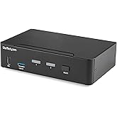 Amazon.com: StarTech.com 4 Port DisplayPort KVM Switch - 4K 60Hz - Single Display - Dual Port ...