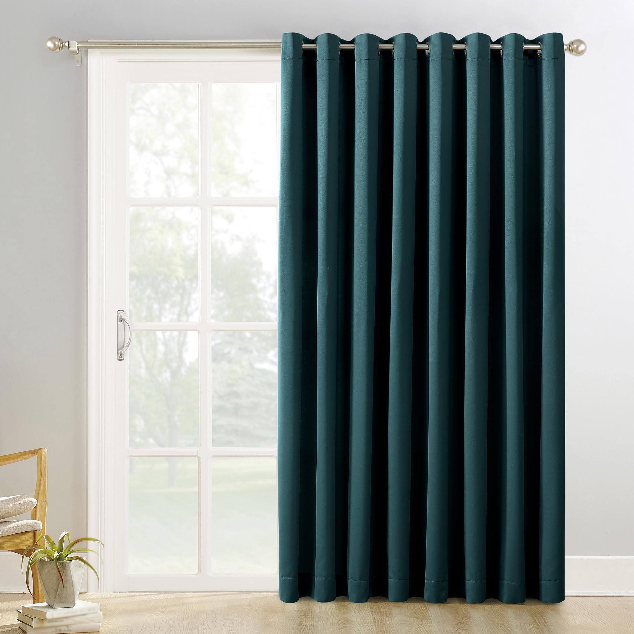 Sun Zero Easton Extra-Wide Blackout Grommet Sliding Patio Door Curtain ...