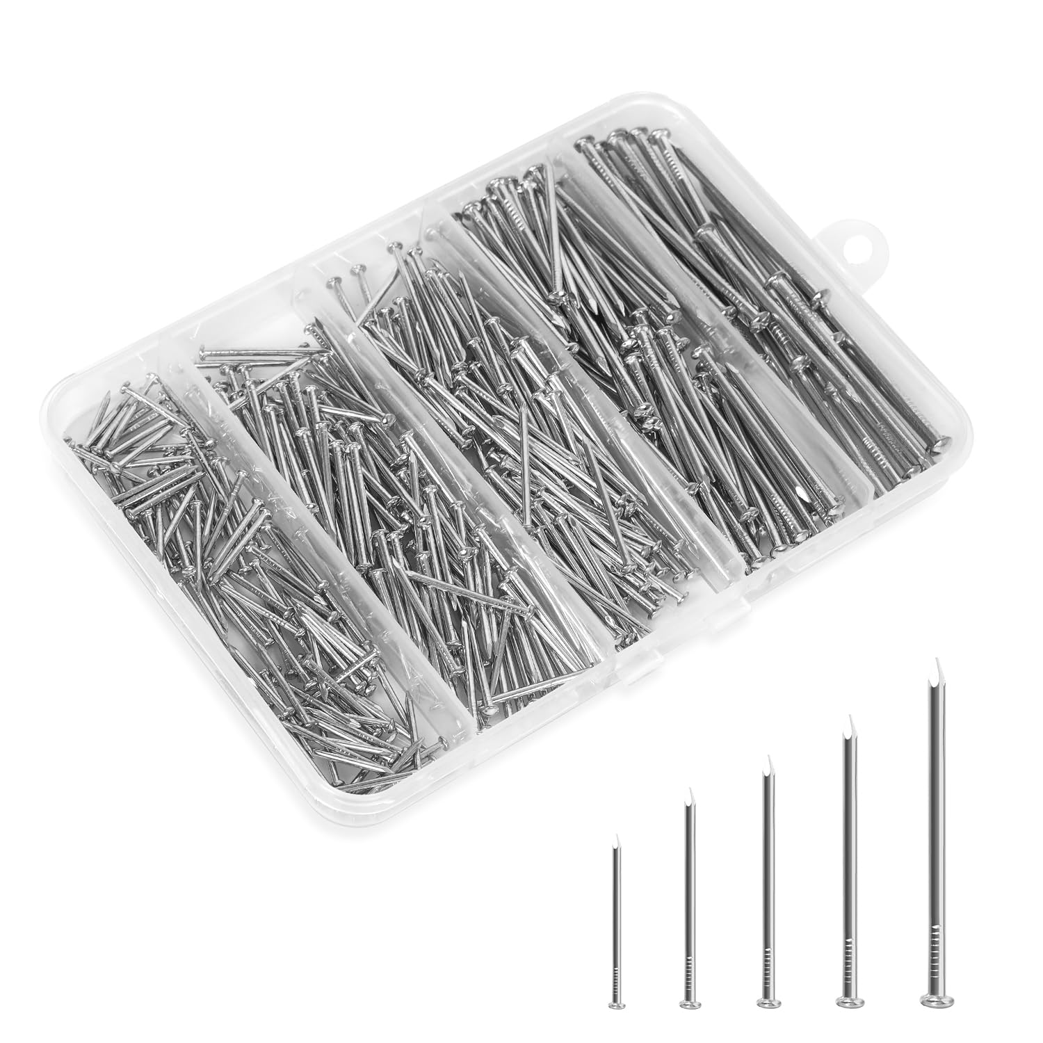 5 Sizes Hardware Nails Assortment Kit, Common Nails for Picture Hanging ...