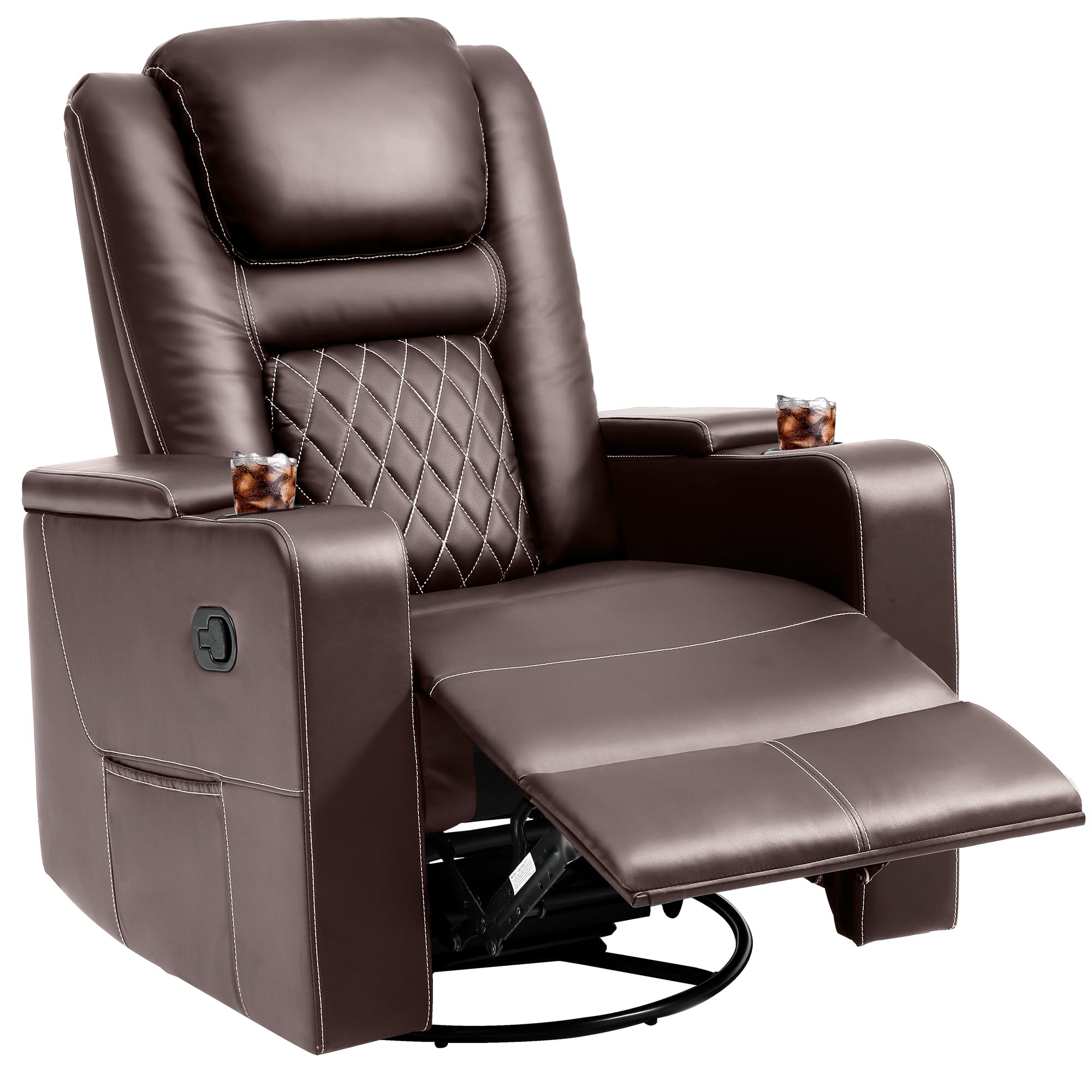 YITAHOME Swivel Rocking Recliner with Massage and Heat, Hidden Arm ...