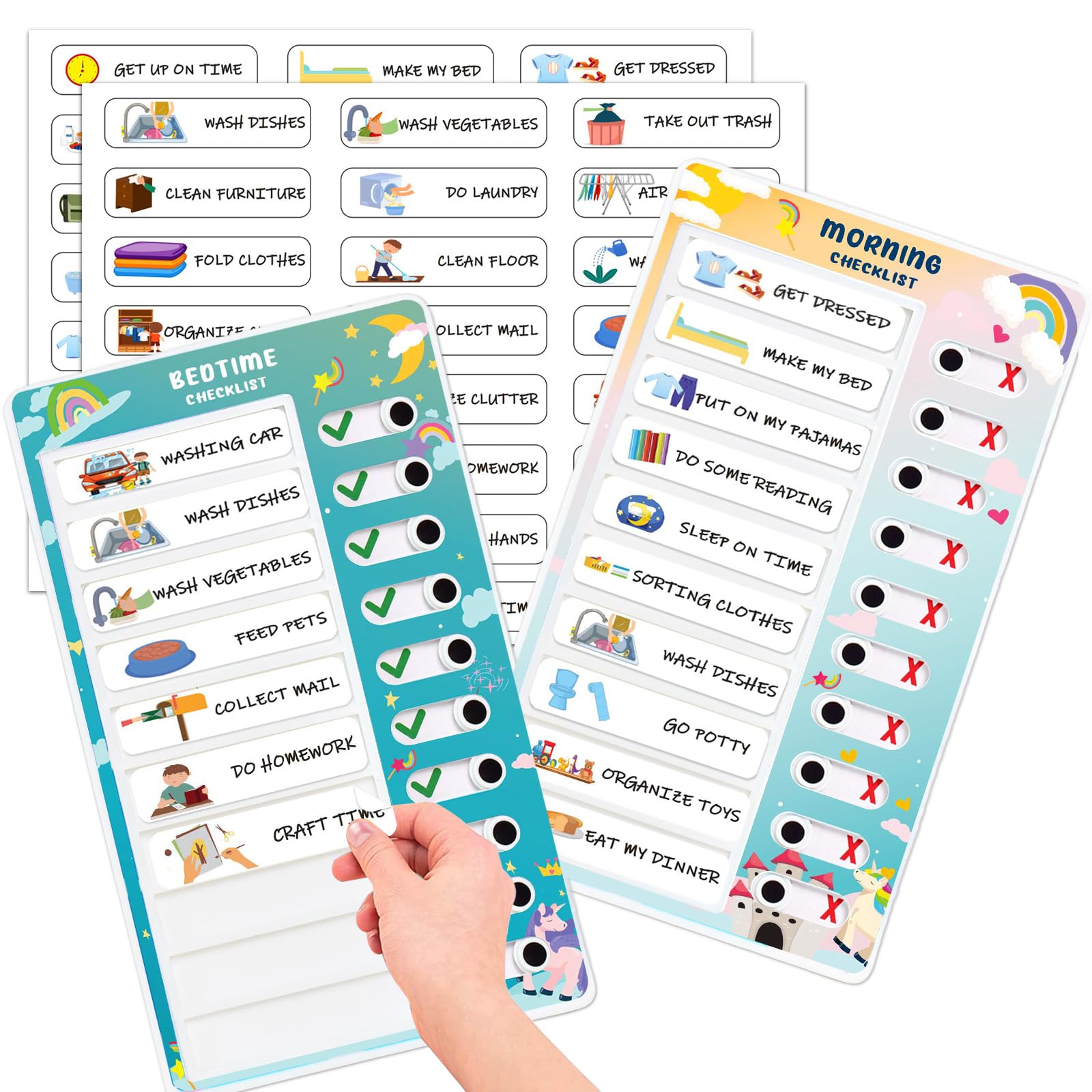 Chore Chart for Kids Interactive Morning Bedtime Routine Chart for Kids ...