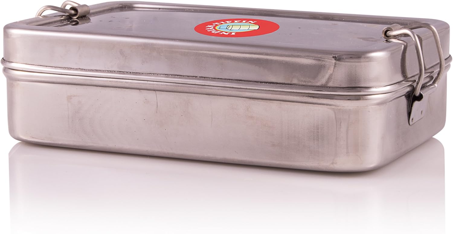 Square Indian-Tiffin Box Stainless Steel with Additional Container ...