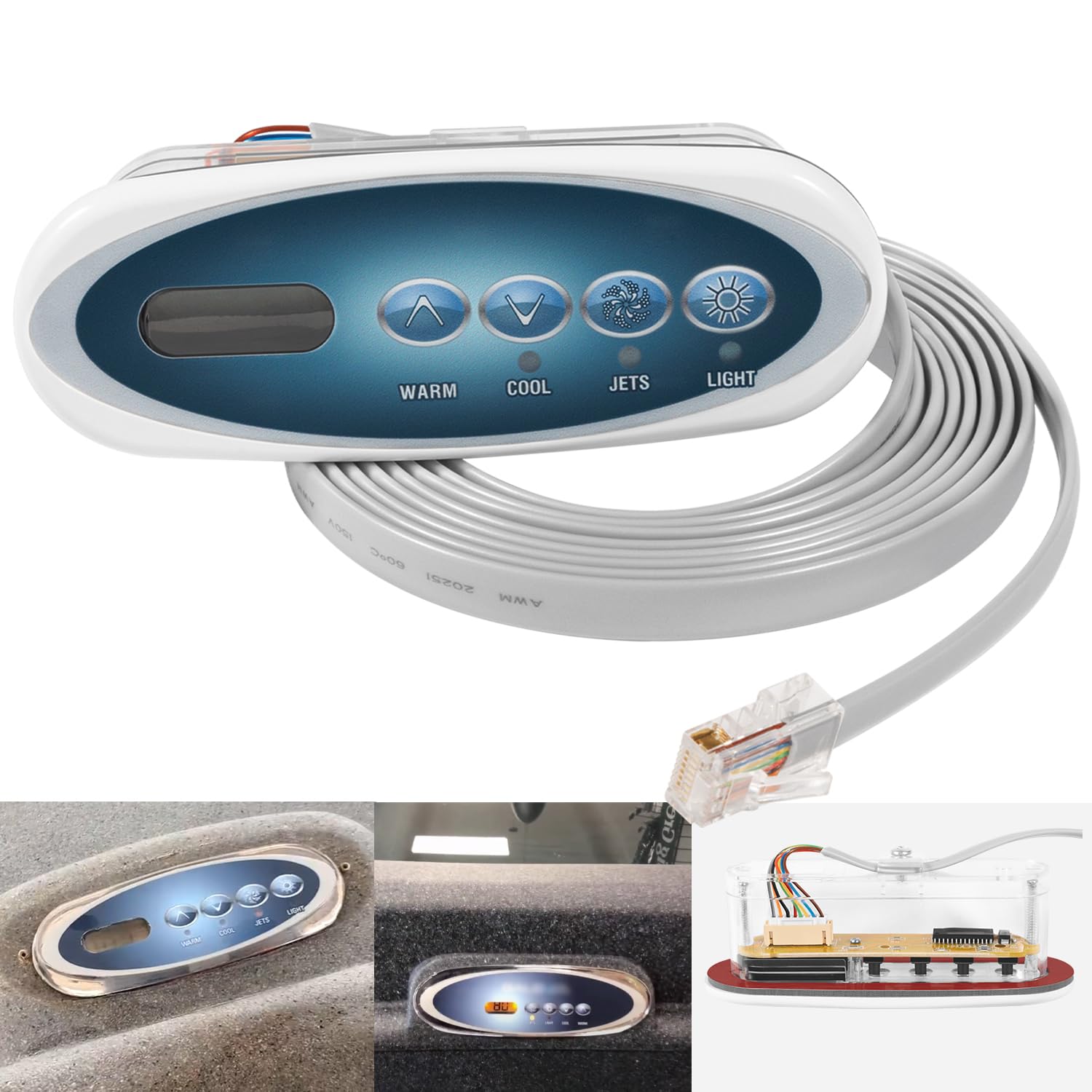 Ussuray Replaces for Balboa 53238 4 Button Topside Control Panel, for Balboa VL200 Mini Oval ...