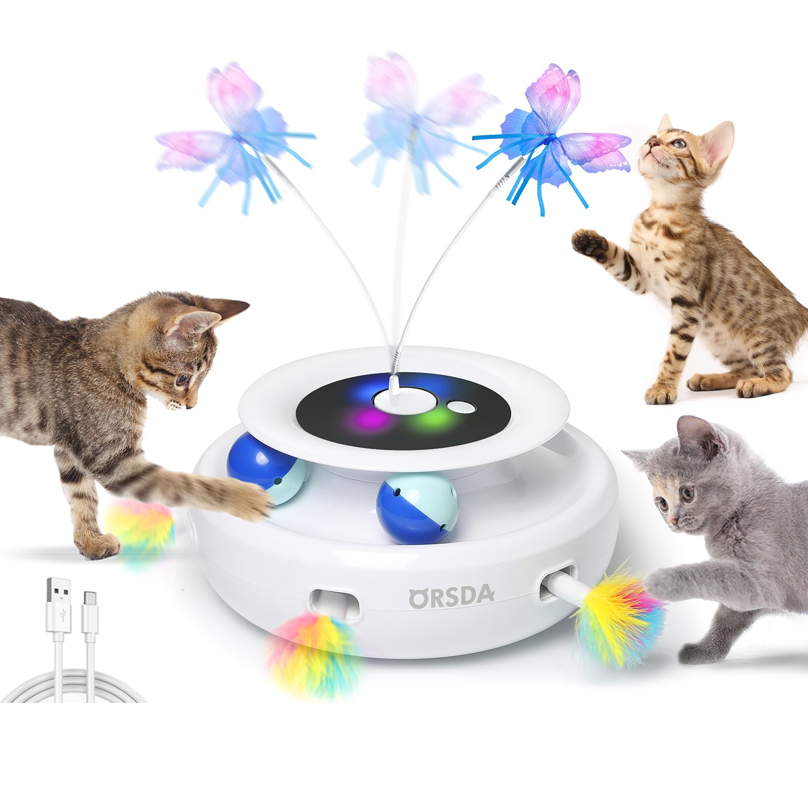 Kitten Toys Cheerble M1 Interactive Cat Ball With 3 Modes And Auto ...