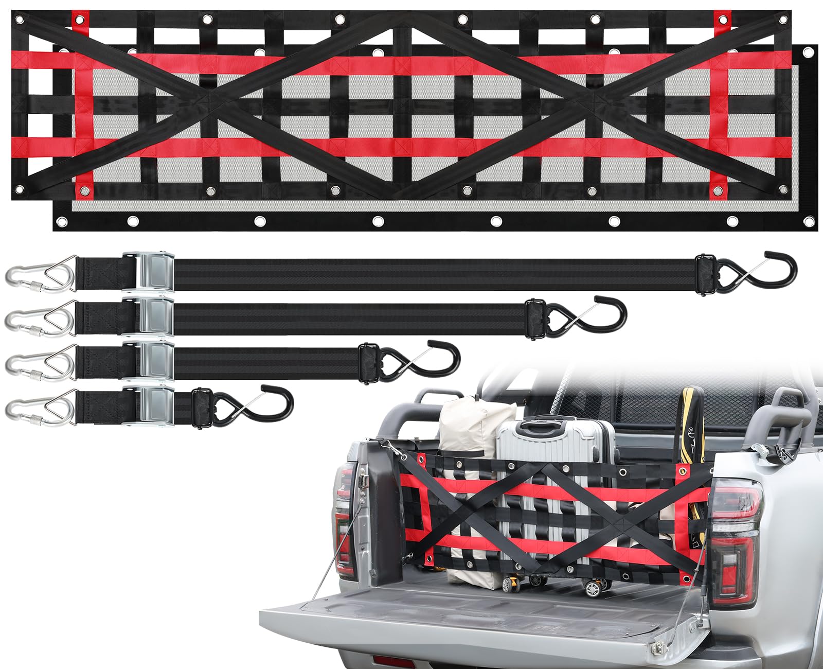 SKYJDM Heavy Duty Tailgate Net for Truck Bed with Detachable Cargo Mesh ...