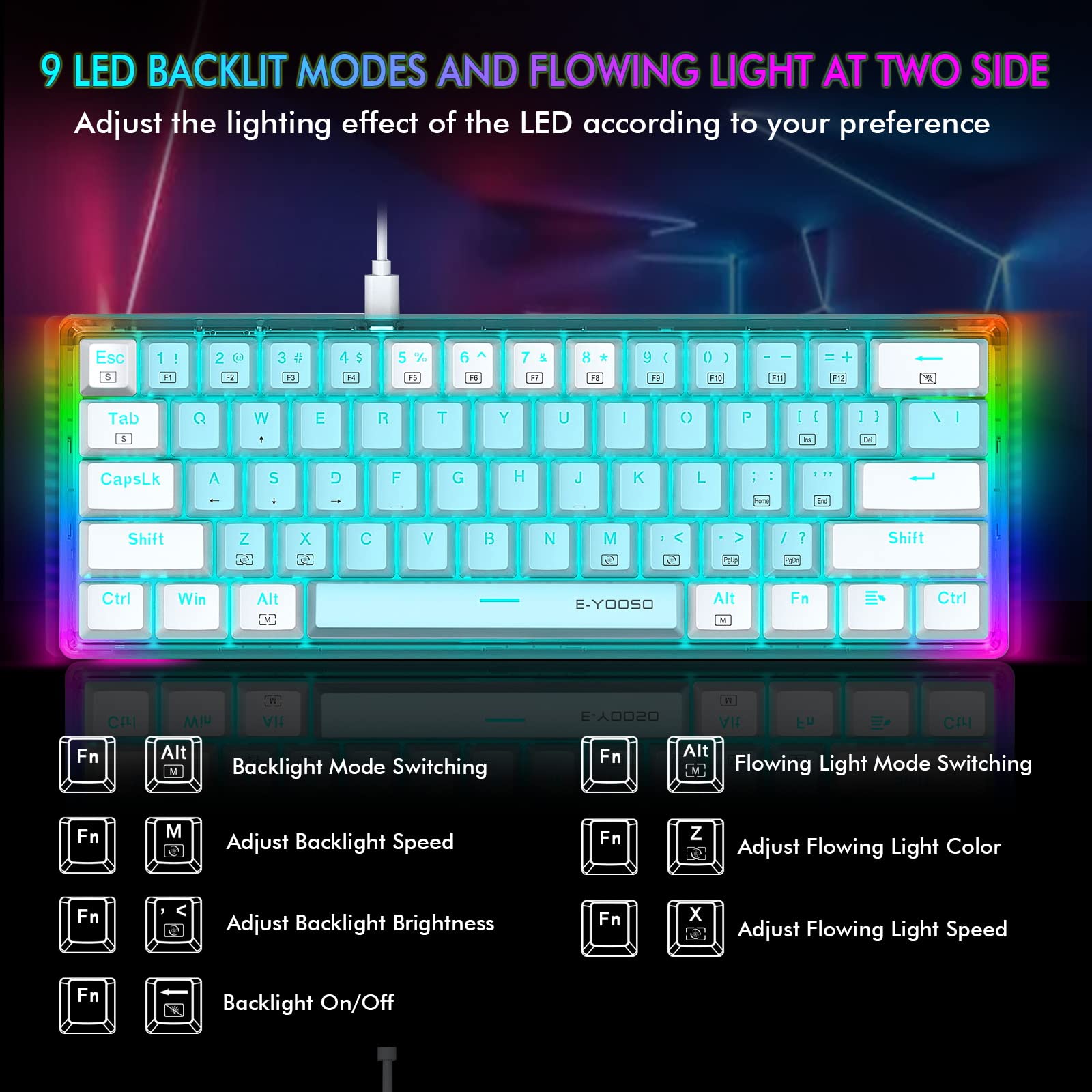 Mua 60% Mechanical Keyboard, RED Switches Mechanical Gaming Wired ...