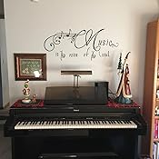 Amazon.com: Woodland Arts Black 33 inches x 15 inches Music is The ...