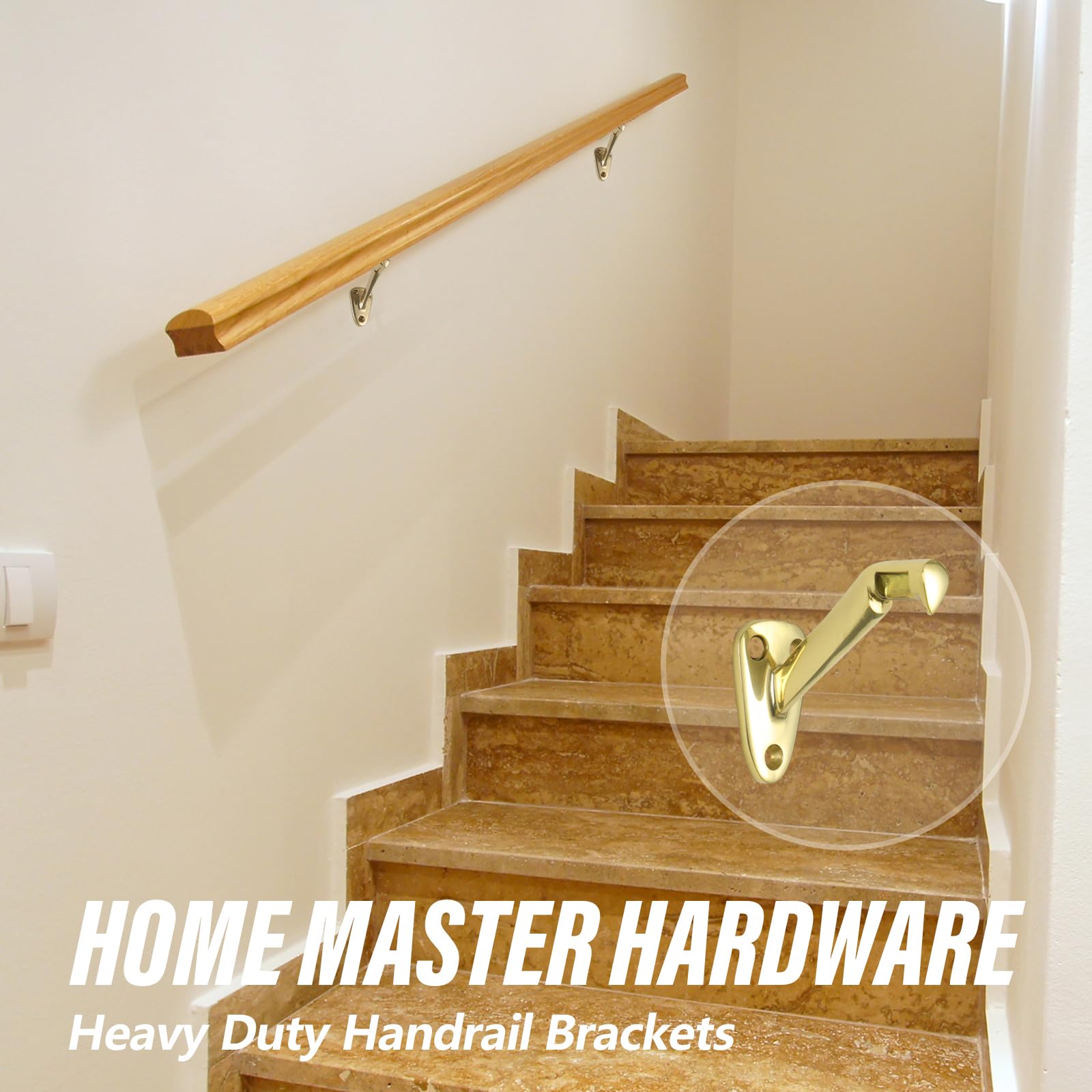 HOME MASTER HARDWARE Heavy Duty Handrail Stair Brackets Brass Staircase ...