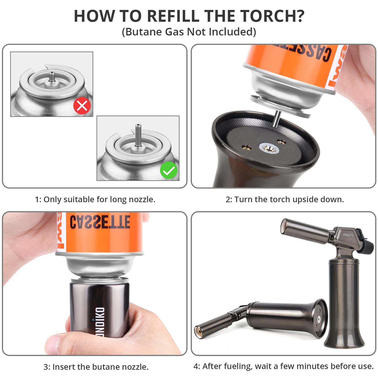 Mua Sondiko Butane Torch, Premium Metal Big Flame Torch Refillable Blow ...