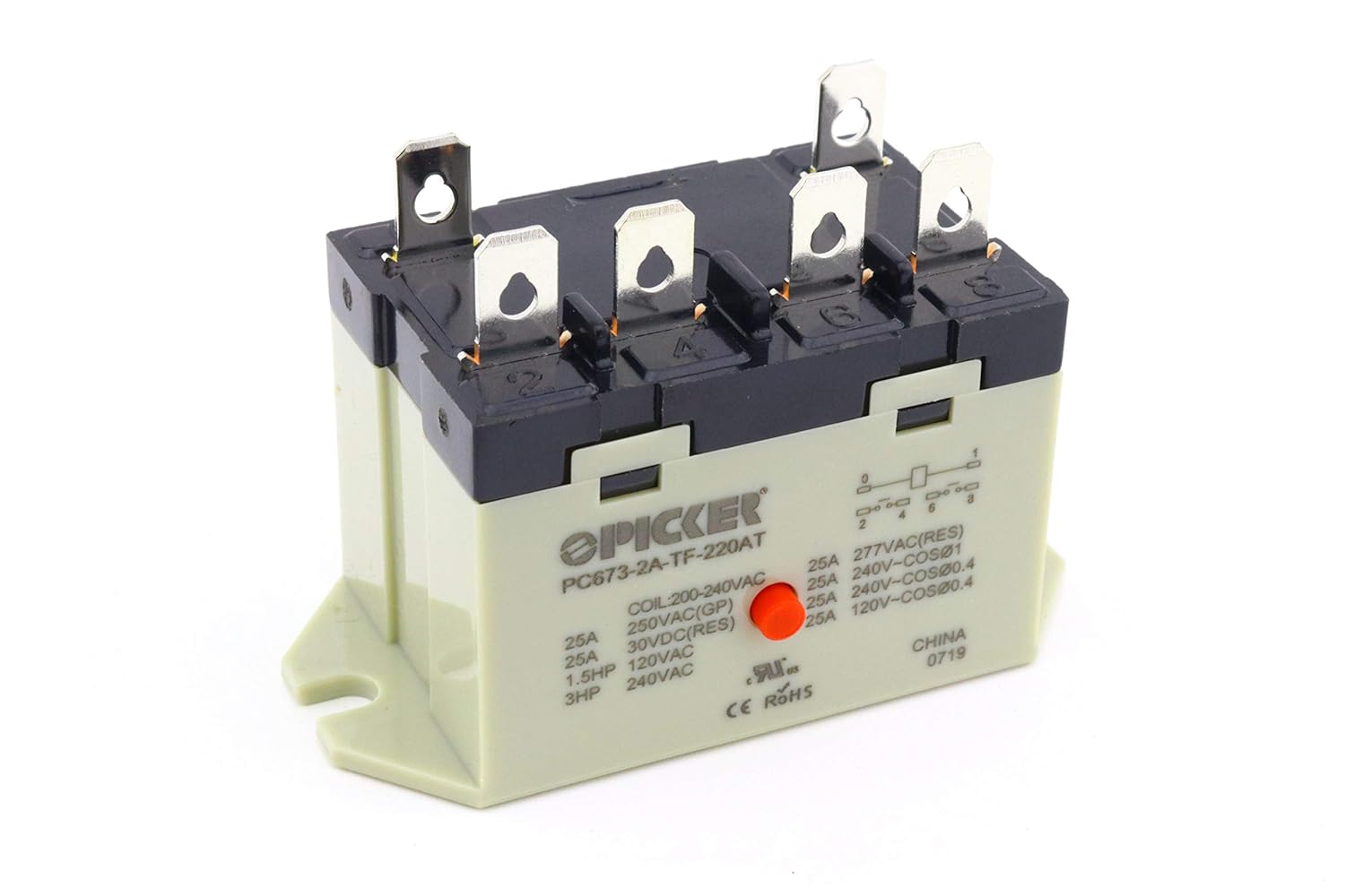 PC673-2A-TF-220AT | 30 Amp 277 VAC DPST-NO General Purpose Relay with ...