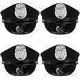 Amazon.com: Mezchi 4 Packs Black Police Hat Cop Hat for Adults, Unique ...