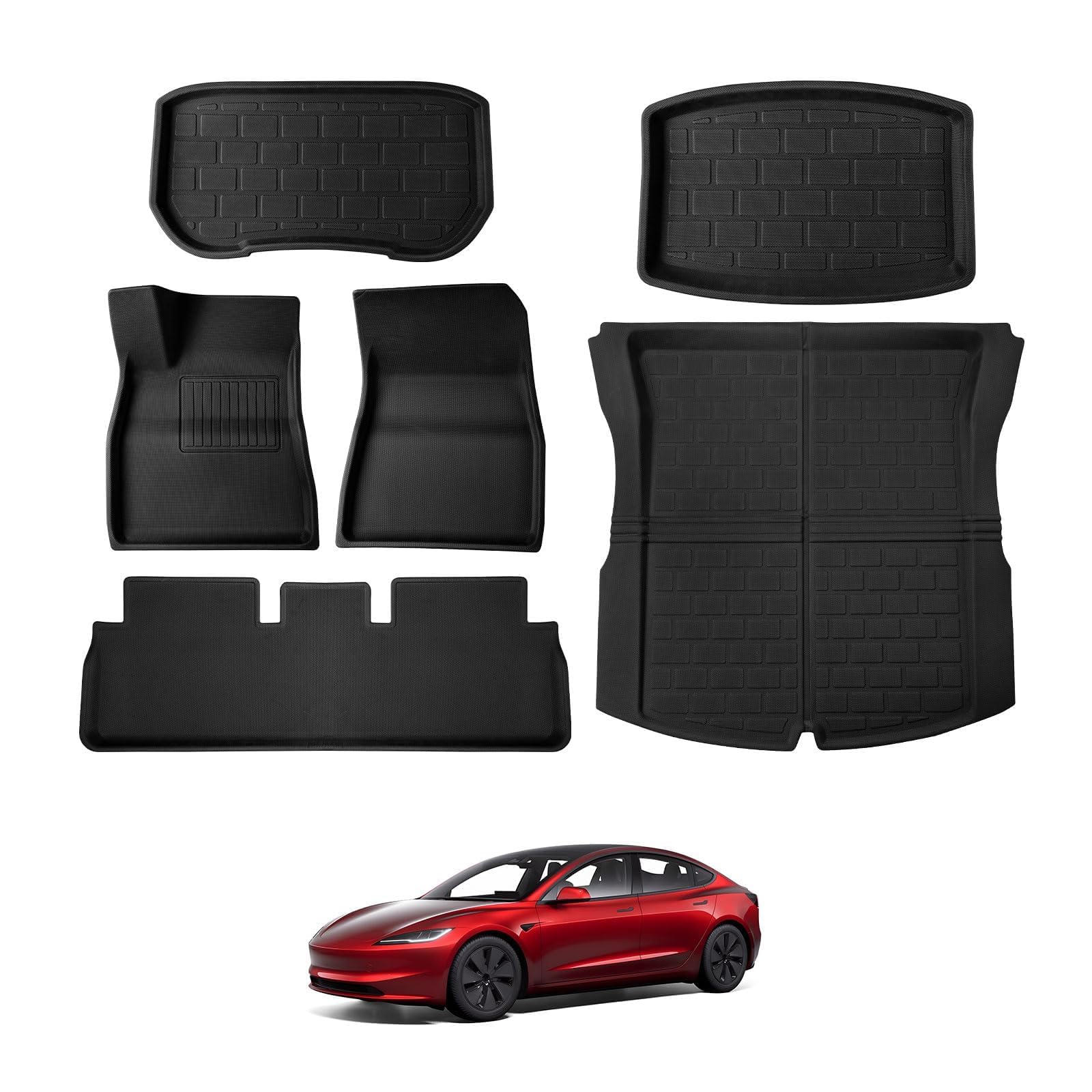 BASENOR 2025 Upgraded 6PCS Tesla Model 3 Floor Mats All-Weather Car ...