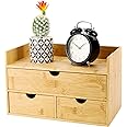 Amazon.com: Charmewooden Bamboo Desk Organizer 3 Drawer with Shelf ...