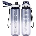 Amazon.com: Newfad 32 oz Water Bottle with Detachable Straw, Clear Motivational Water Bottles ...