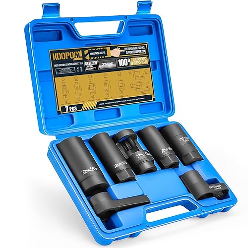 7-Piece Oxygen Sensor Socket Set, Master Sensor Socket Kit for O2 Sensors, Oil Pressure Units ...
