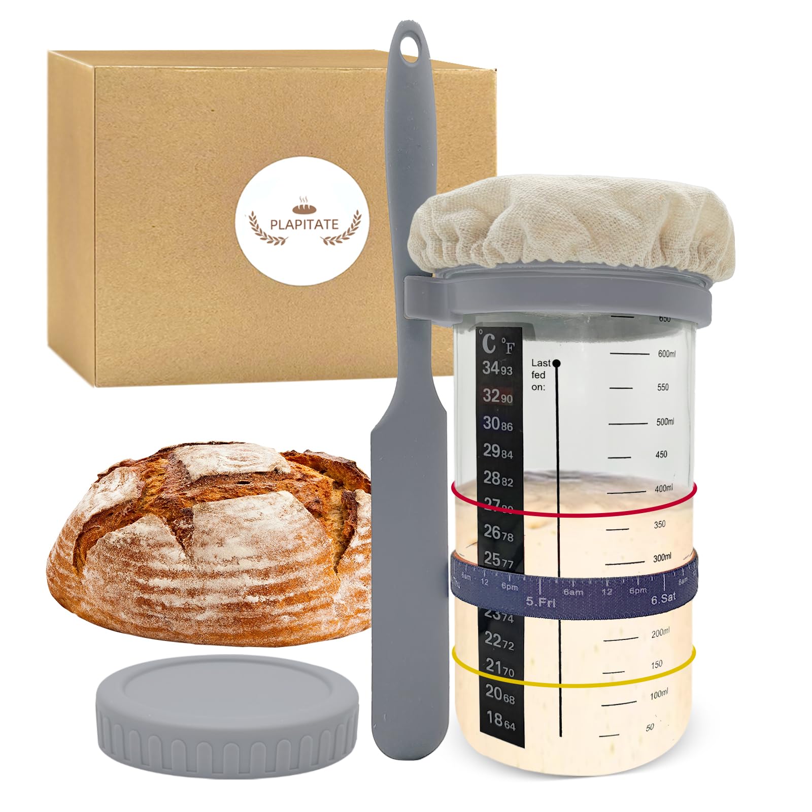 PLAPITATE Sourdough Starter Kit - Sourdough Starter Jar with ...