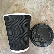 Amazon.com: Disposable Coffee Cups with Lids 12 oz & Stirring Straws I ...