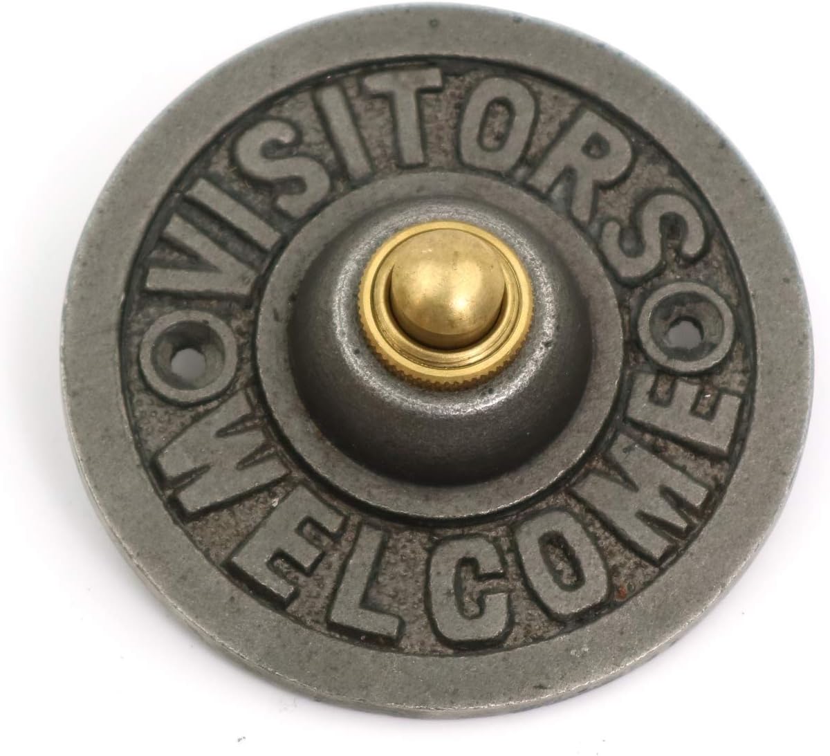 Door Bell Push Button Visitors Welcome Antique Cast Iron (80mm Diameter ...