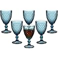 Amazon.com | Vintage Wine Glasses Set of 6, 10 Ounce Colored Glass ...