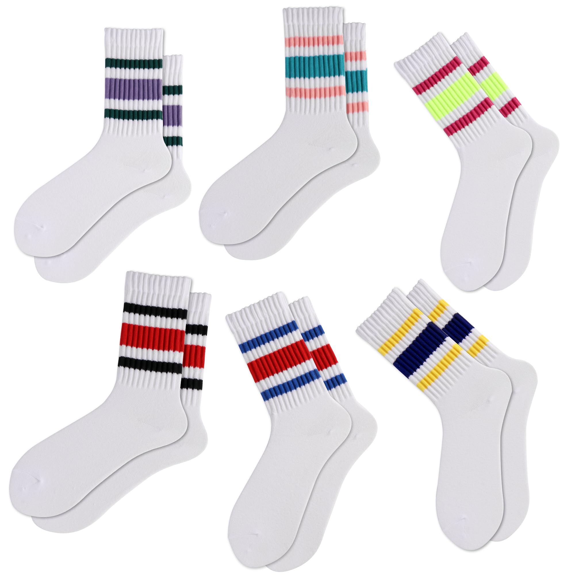 Ultrafun Crew Socks for Women Retro Striped Fun Novelty Socks Sports ...