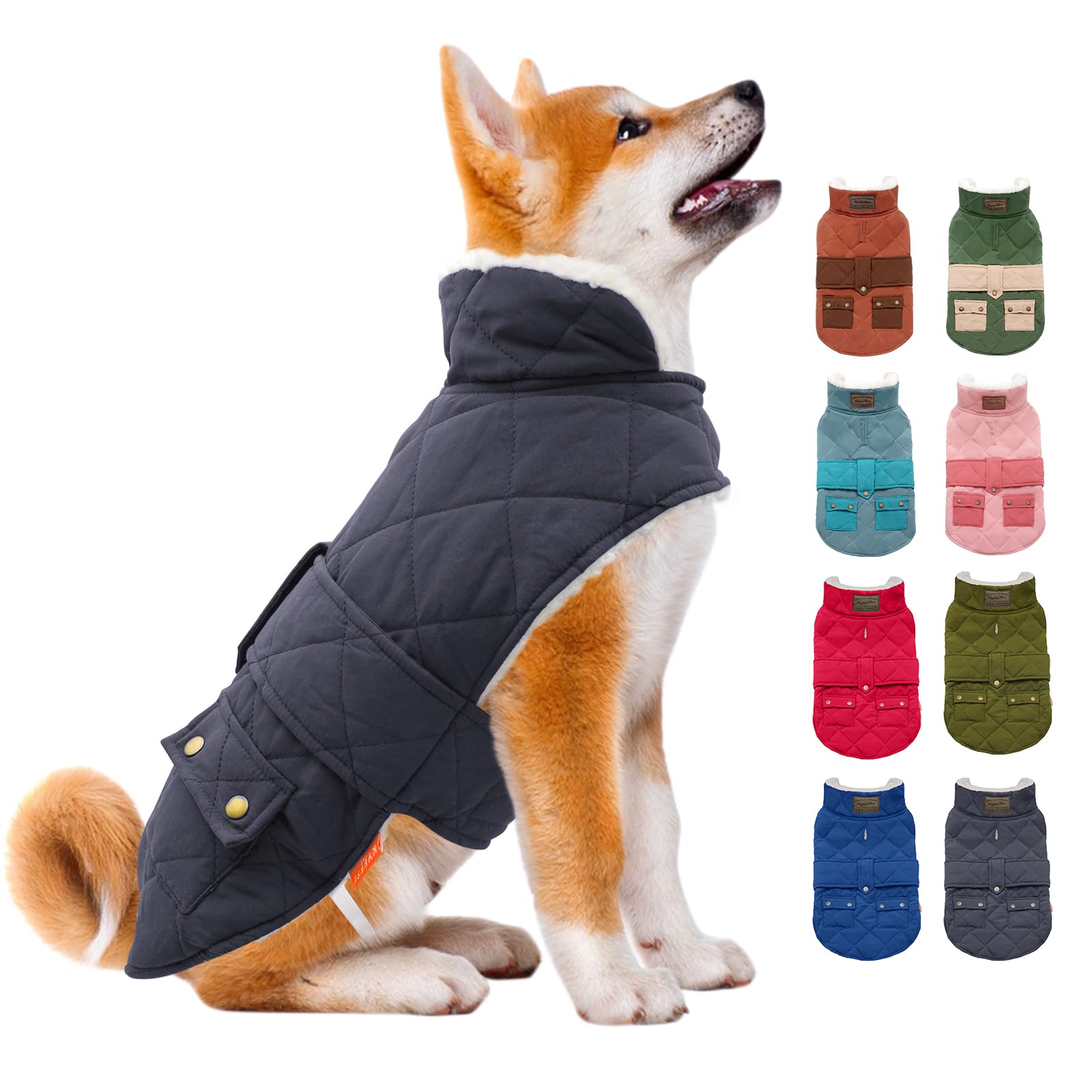 KYEESE Dog Coats Winter Dog Jacket with Leash Hole for Windproof Padded ...