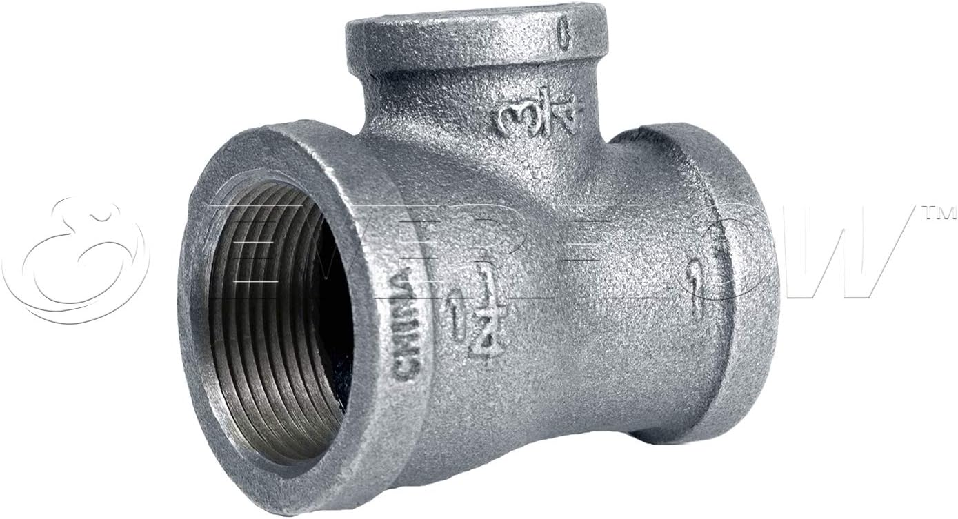 Everflow Supplies GMRT1413 1-1/4 X 1 X 3/4" Galvanized Malleable Reducing Tee With Female ...