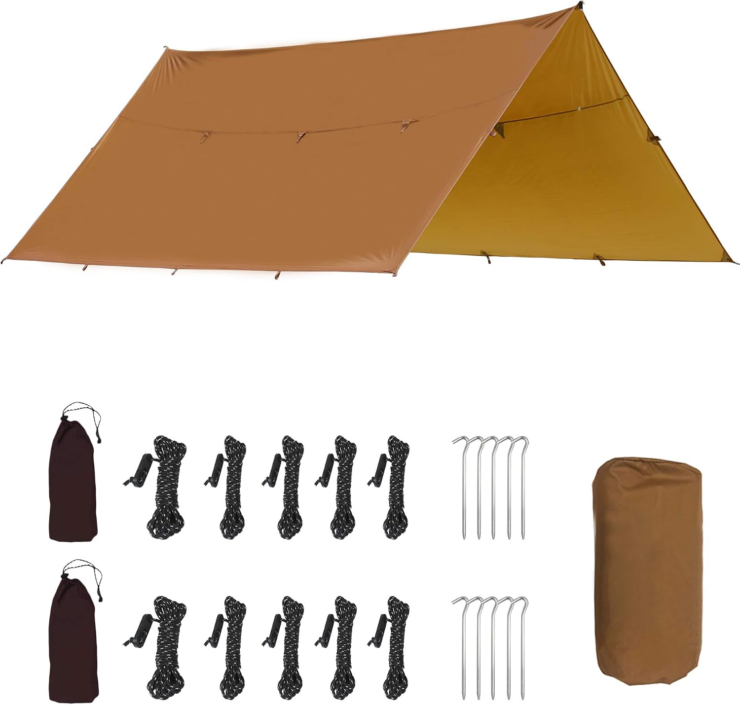 Bâche de camping 3 m x 3,2 mLégère et imperméable PU3000 mm Anti-UV ...
