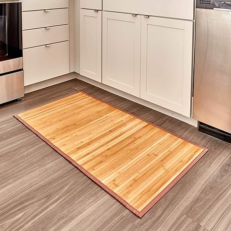 iDesign Bamboo Floor Mat, Medium Size Bath Mat Made of Natural Bamboo ...